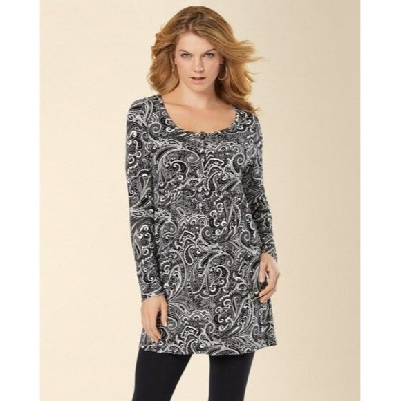 Soma | Tops | Soma Top Long Sleeve Henley Tunic Charisma Black Cream ...